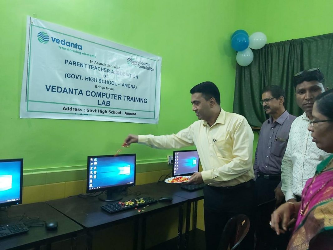Vedanta Computer Lab inaugurated at Govt High School, Amona - Goa News Hub