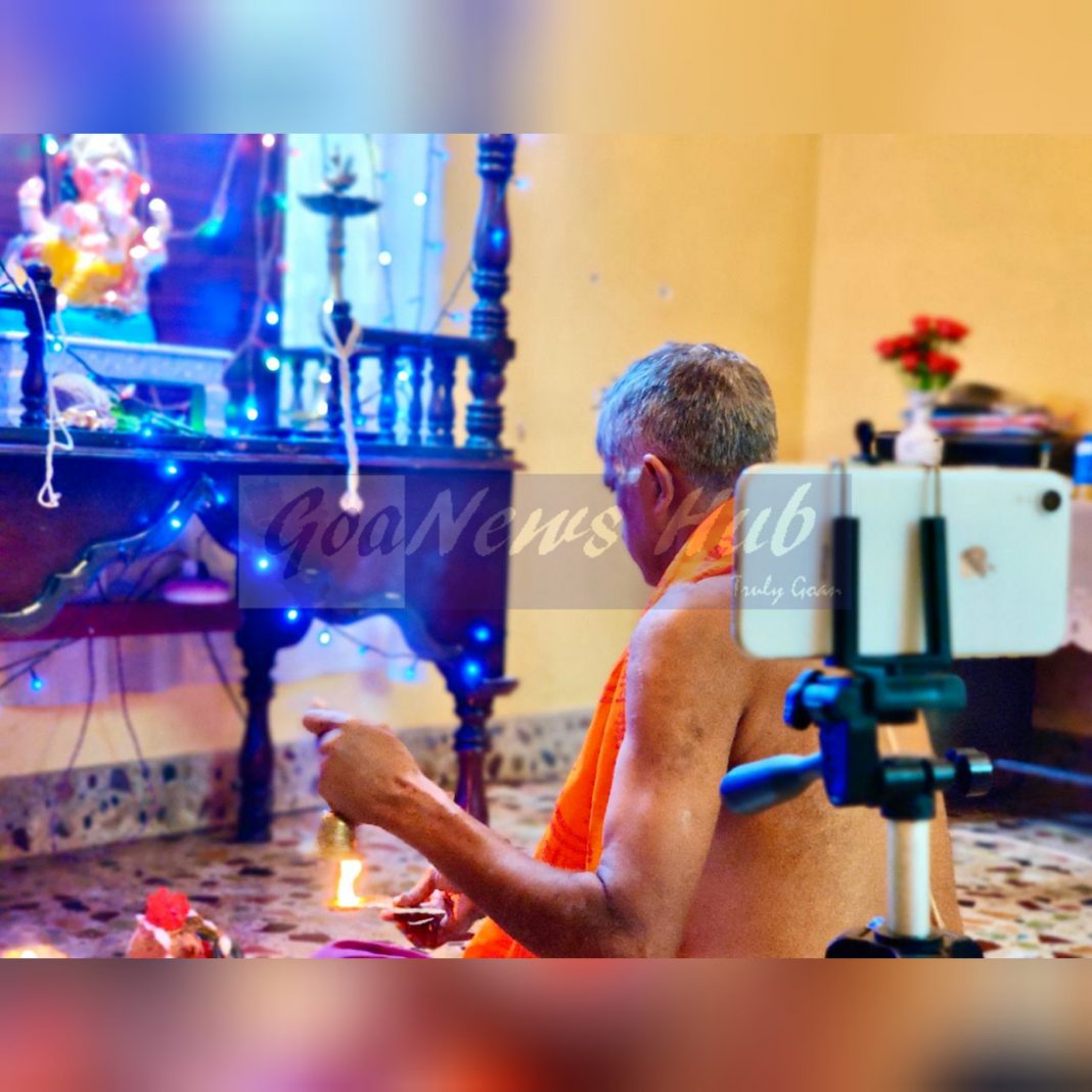 Families at Deulmal, Quepem worshipped Lord Ganesh through Google meet ...